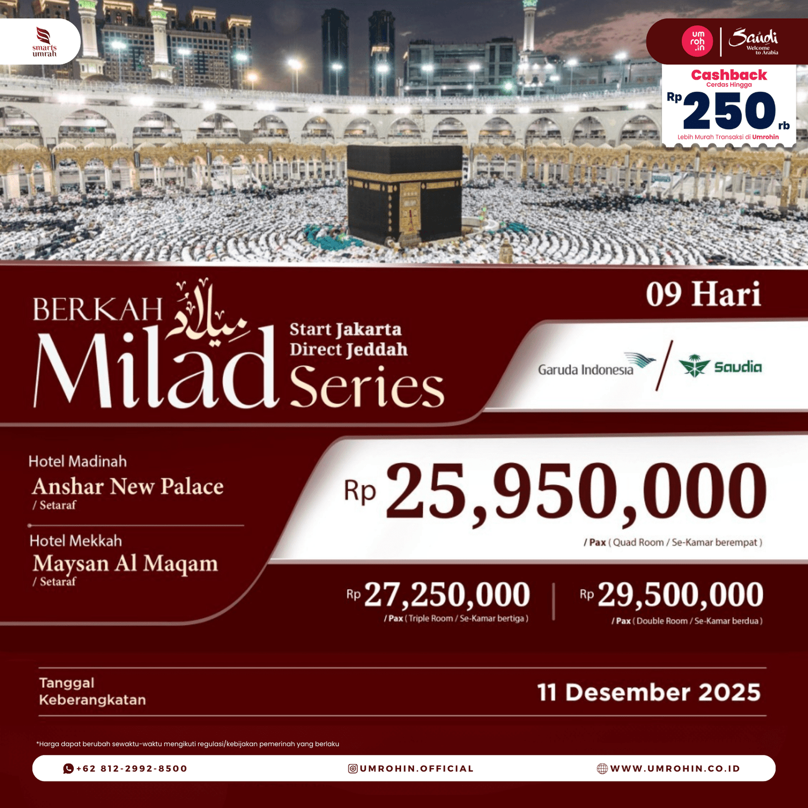 Umrah Berkah Milad Series | Desember 2025 | 25.9 Jt - umroh.in gerbang ...